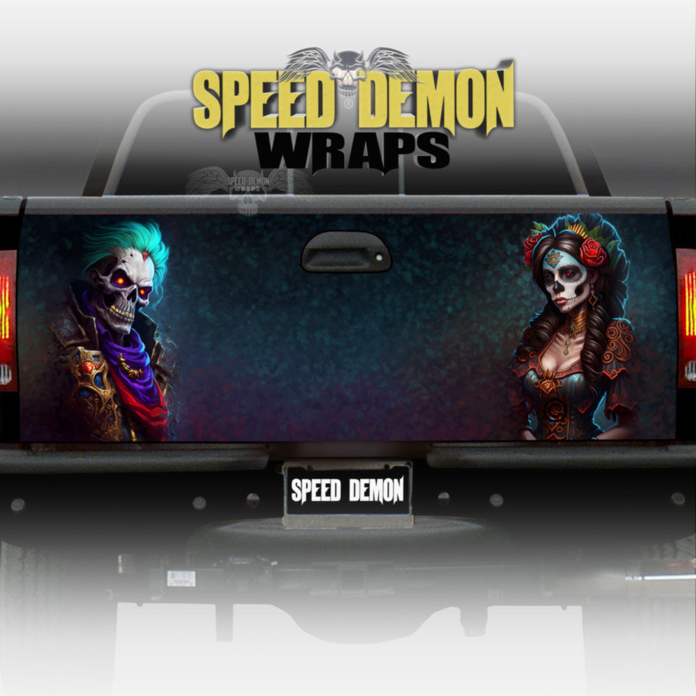 Day Of the Dead -Tailgate-Wrap Sugar Skull and Lady Of the Dead – Speed ...